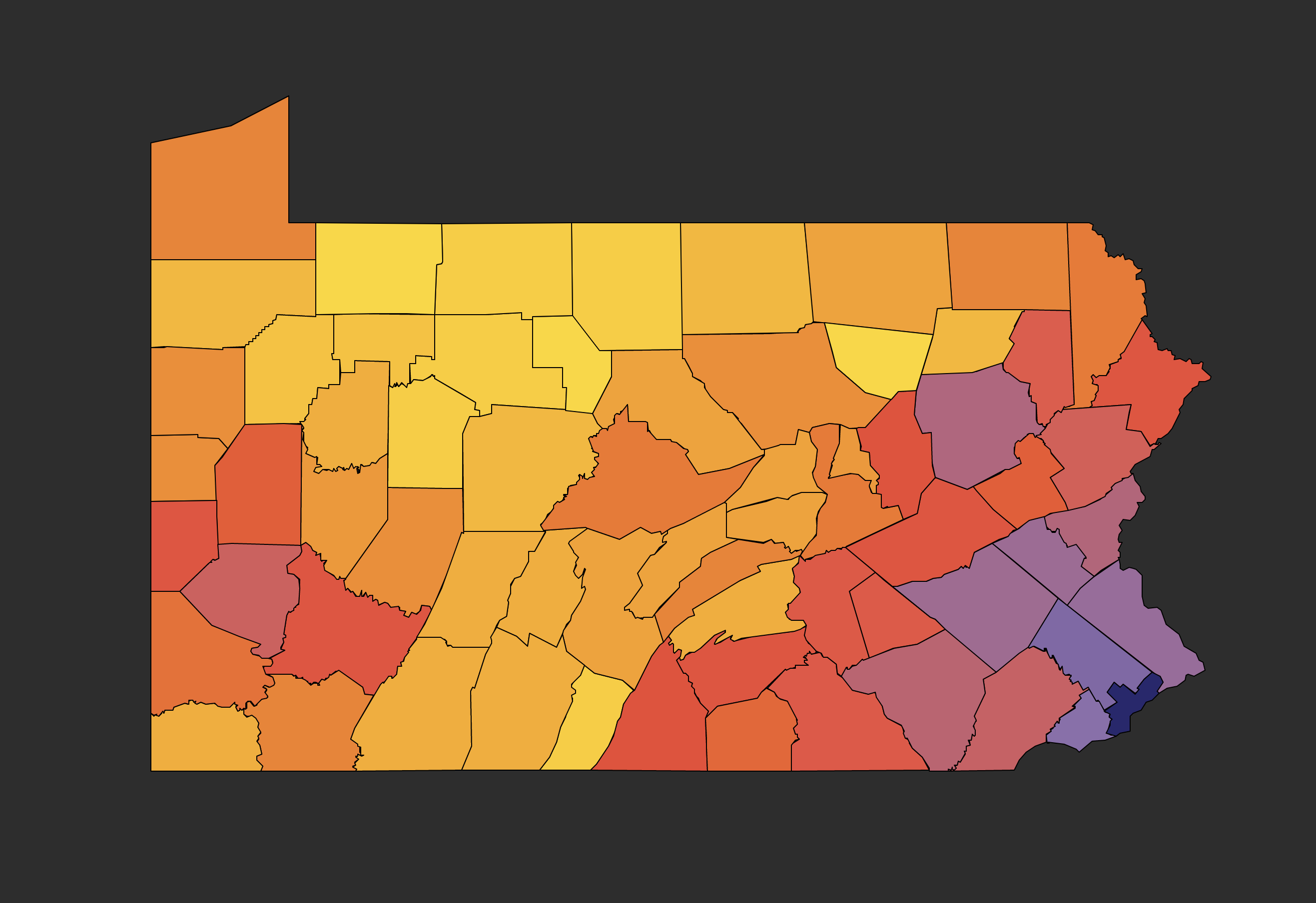 COVID-19: PA Cases and Deaths by County over Time